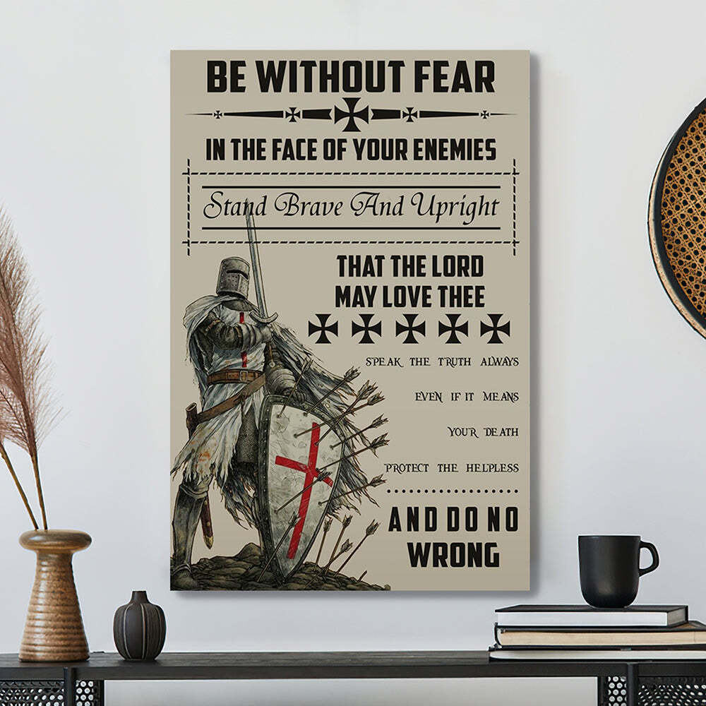 Bible Verse Painting Jesus Art Be Without Fear Knight Templar Canvas ...